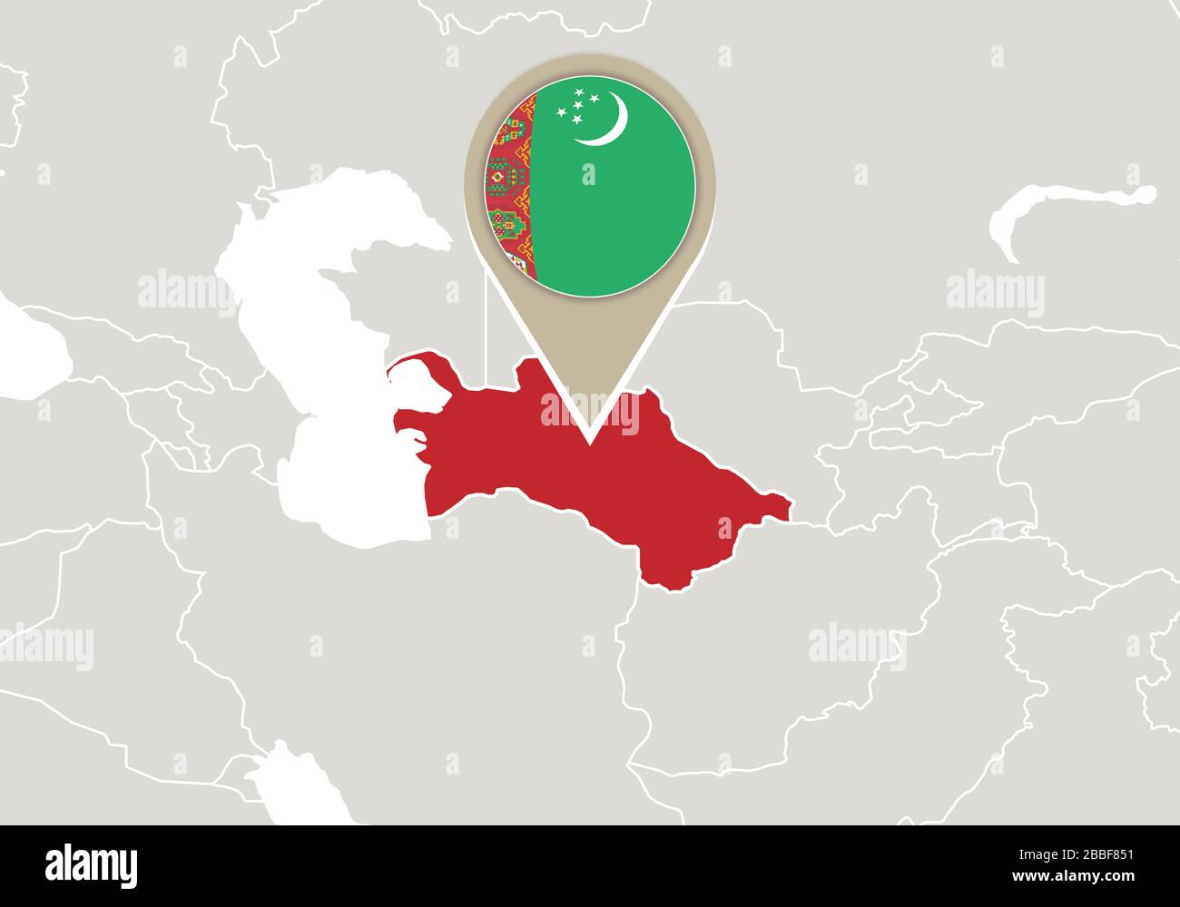 Map with highlighted Turkmenistan map and flag Stock Vector Image & Art ...