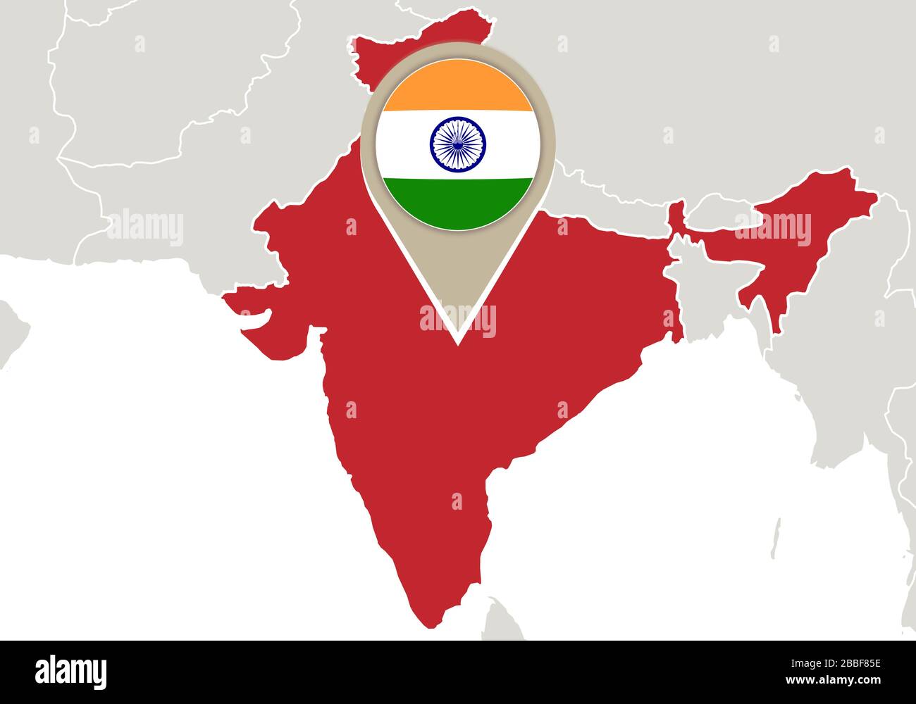 Asia highlighted india map Stock Vector Images - Alamy