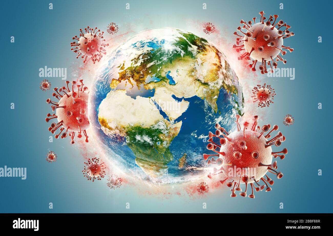 High resolution Coronavirus concept, infected world or earth. Dangerous ...
