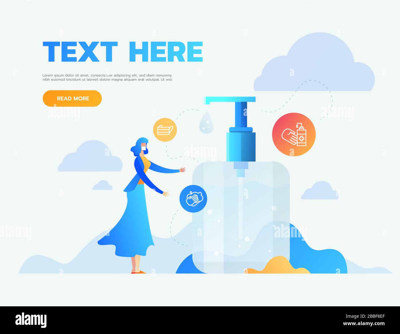 Coronavirus or Covid-19. Young woman wear masks Use alcohol antiseptic ...