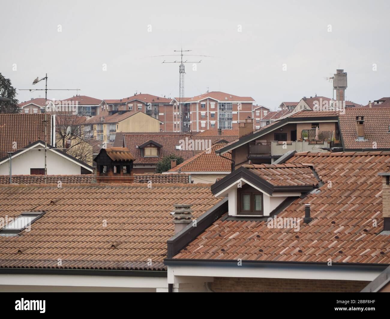 aerial view of roofscape and skyline of western European city Stock ...