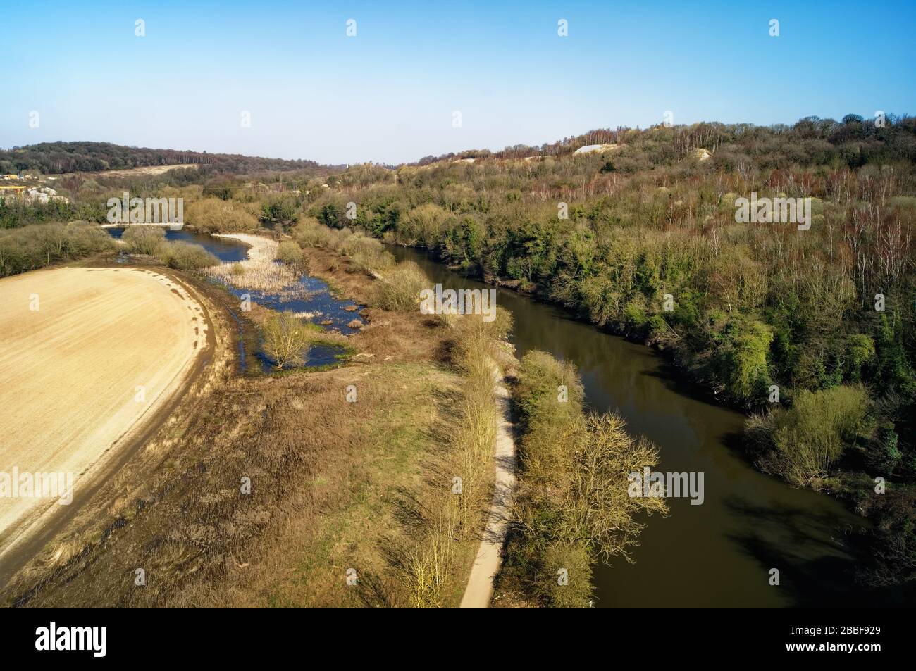UK, South Yorkshire, Conisbrough, View of the River Don from ...