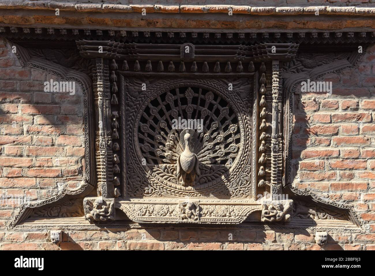 Peacock window near Tachupal square at Bhaktapur on Nepal Stock Photo ...
