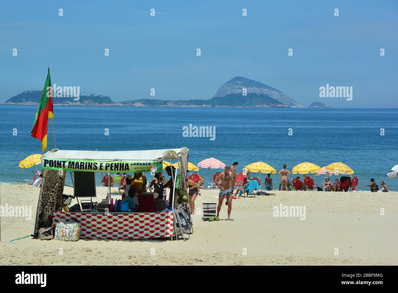 Rio de Janeiro, Brazil-February 2019; sea view of Ipanema beach with ...