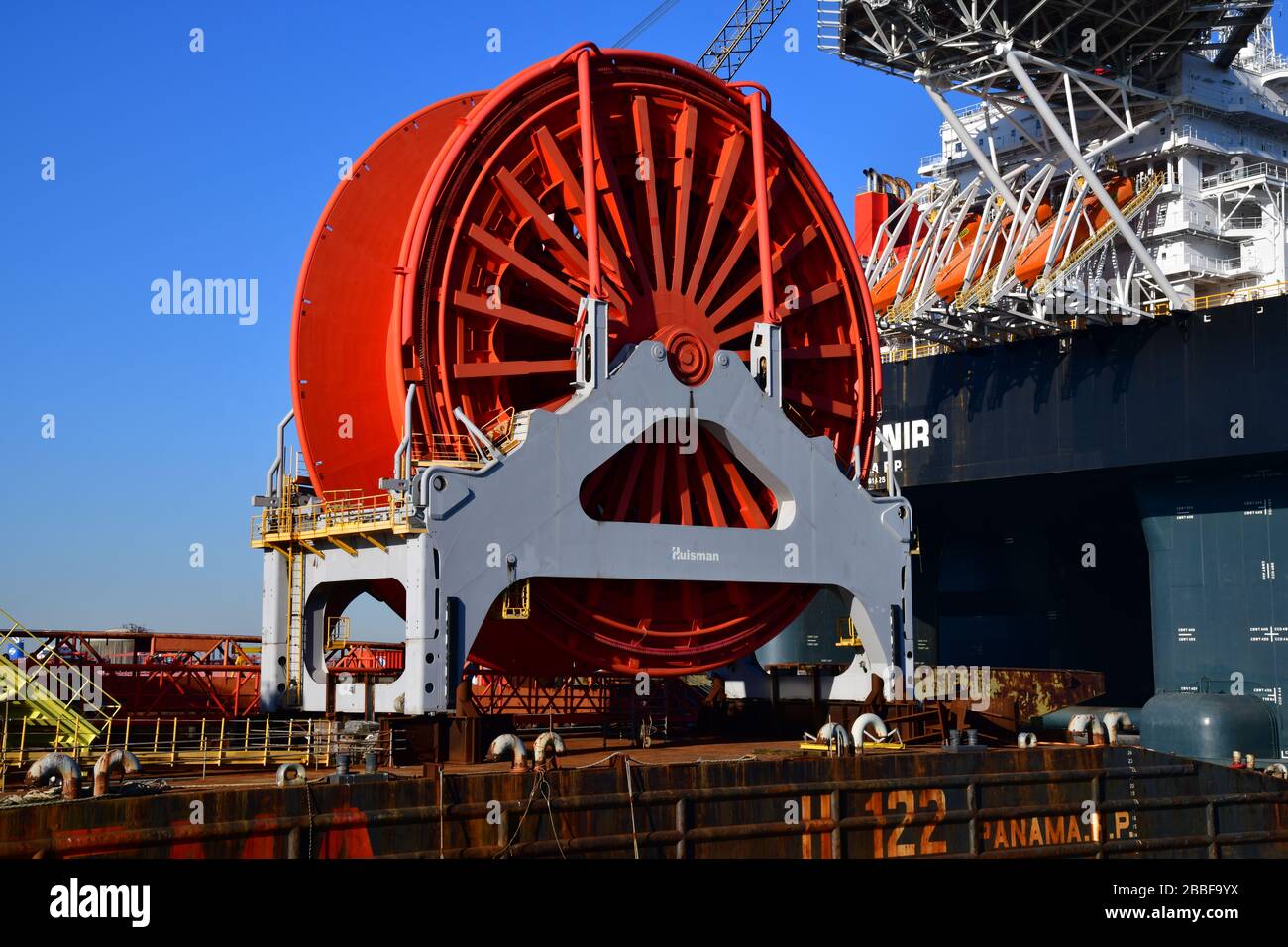 Rotterdam, The Netherlands-March 2020: View of giant size reel as part ...