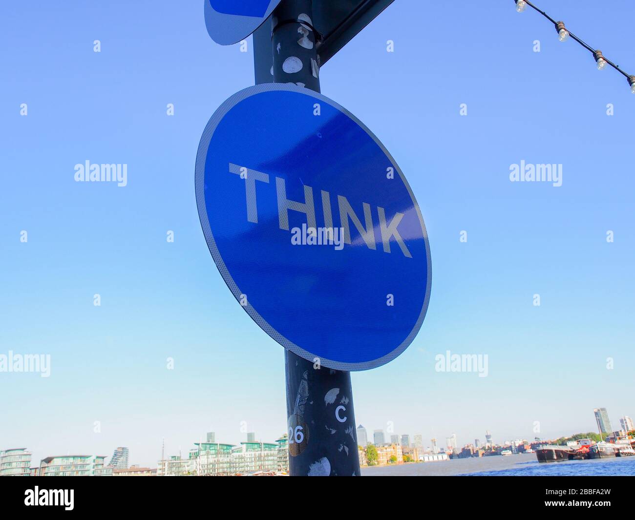 Think blue sign - London Stock Photo - Alamy