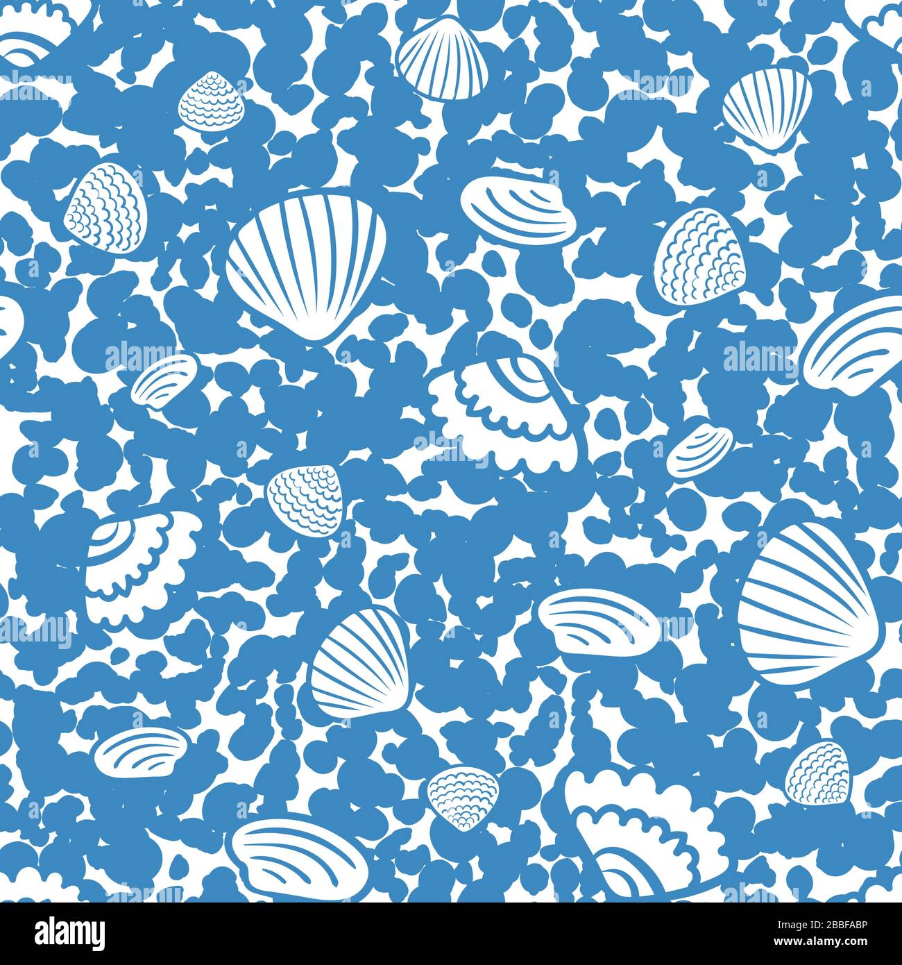 blue and white seashells on a textured background seamless vector ...