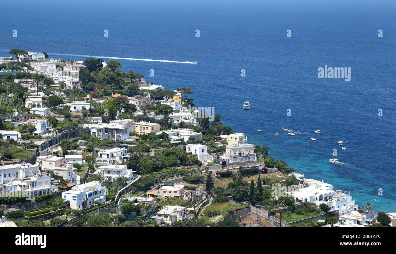 Capri, Italy - View from above looking down at the area around the ...
