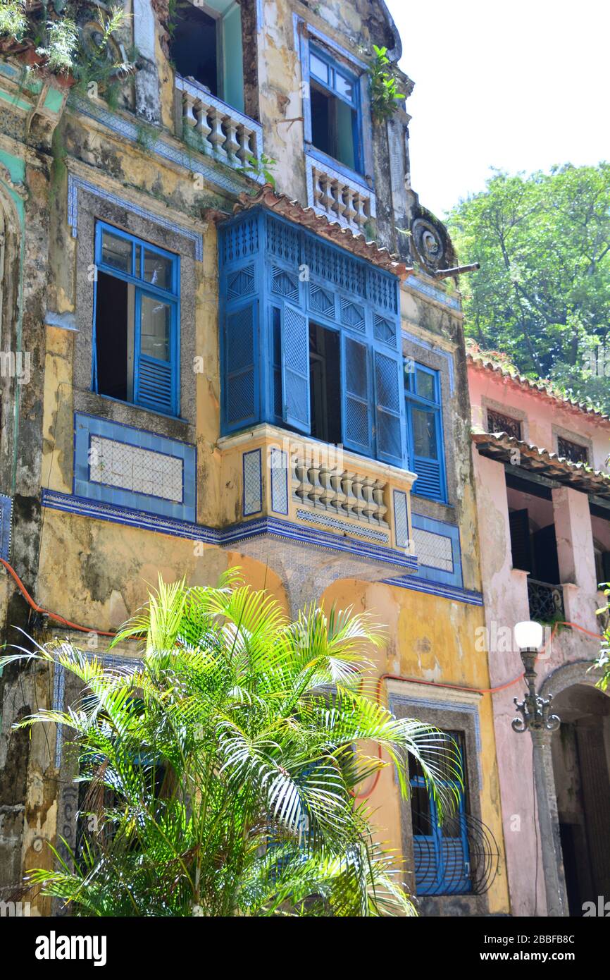 Close up view of facade of one of the large neo-colonial houses in ...