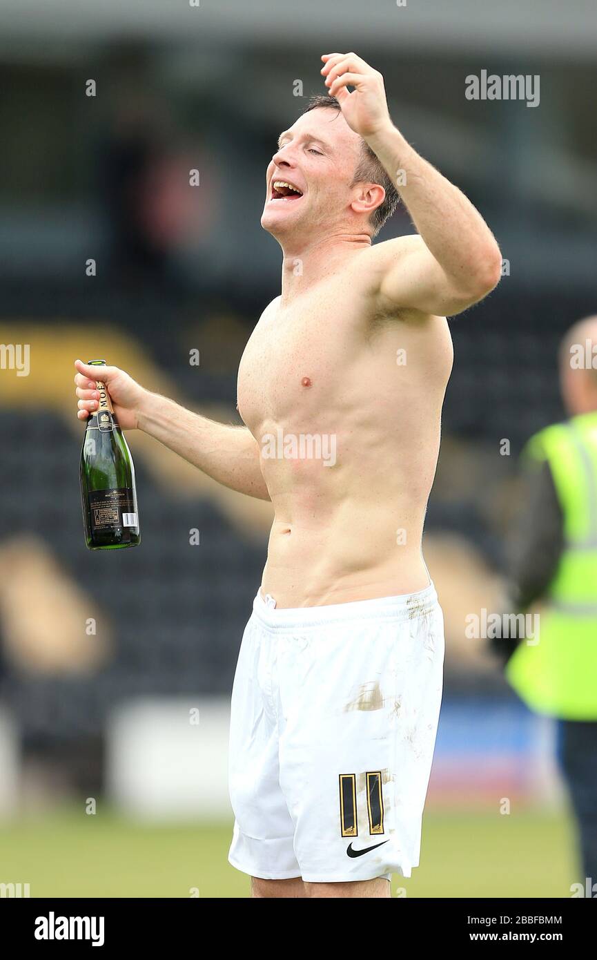 Bradford City's Garry Thompson celebrates on the pitch after the final ...