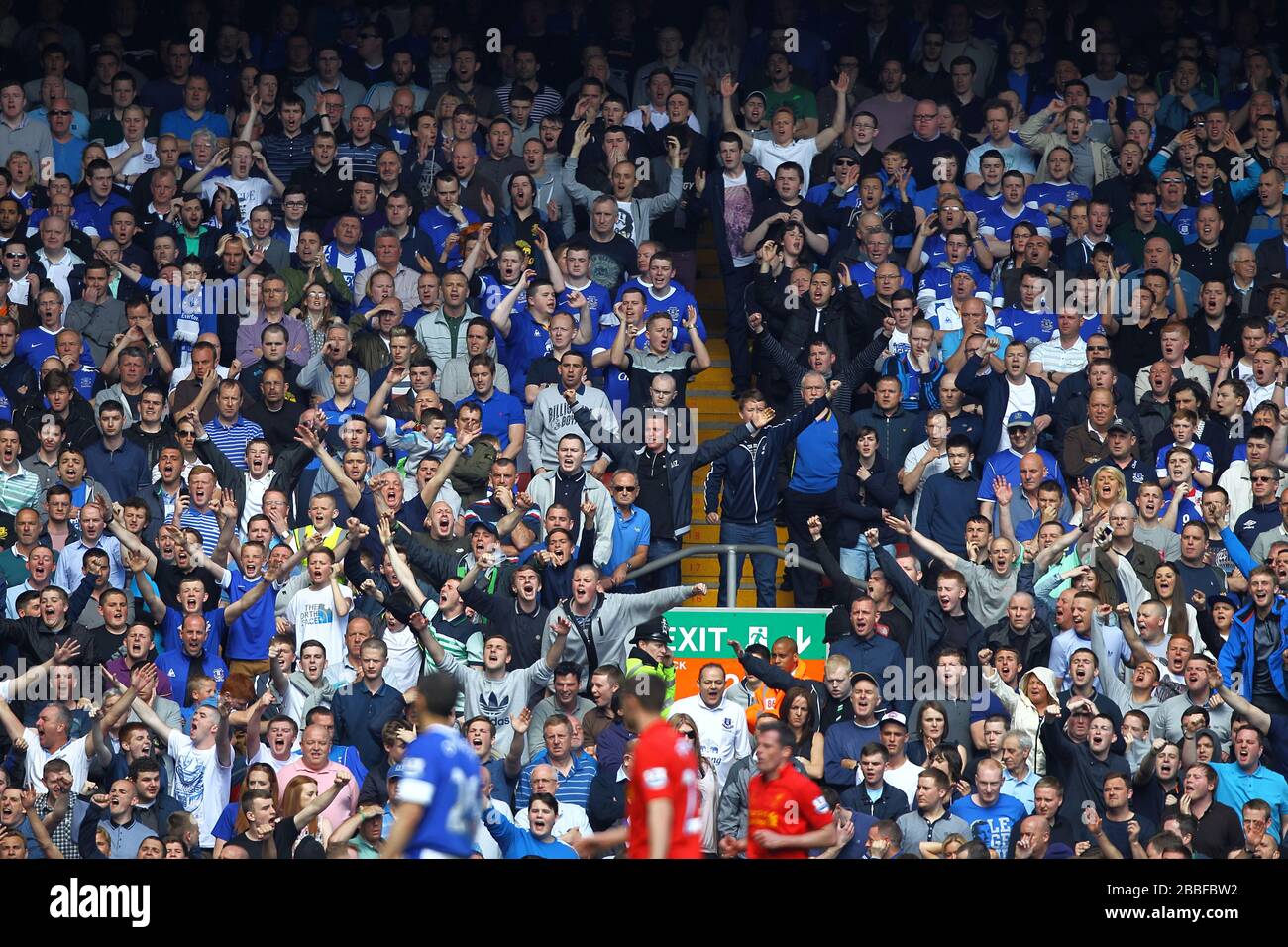 Everton fans in the stands Stock Photo - Alamy