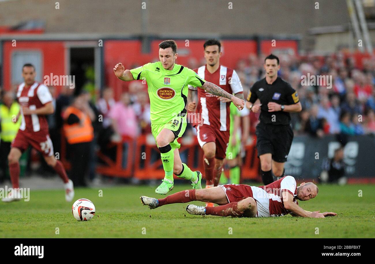 Northampton Town's Ben Harding (left) and Cheltenham Town's Russell ...
