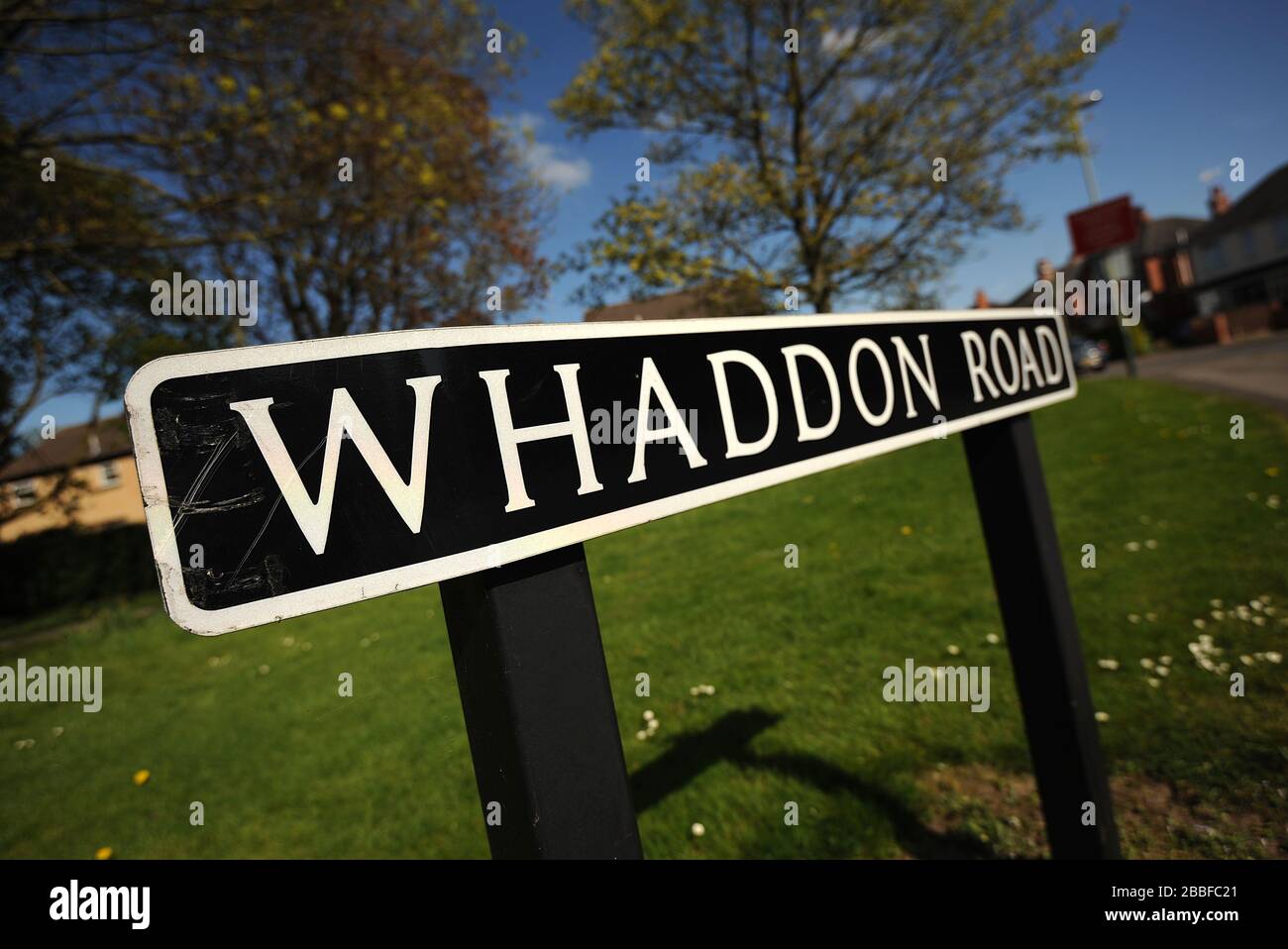General view of Whaddon Road signage outside of the ground Stock Photo ...