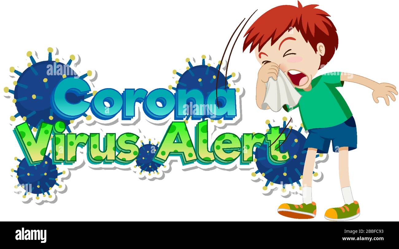 Poster design for coronavirus theme with boy coughing illustration ...