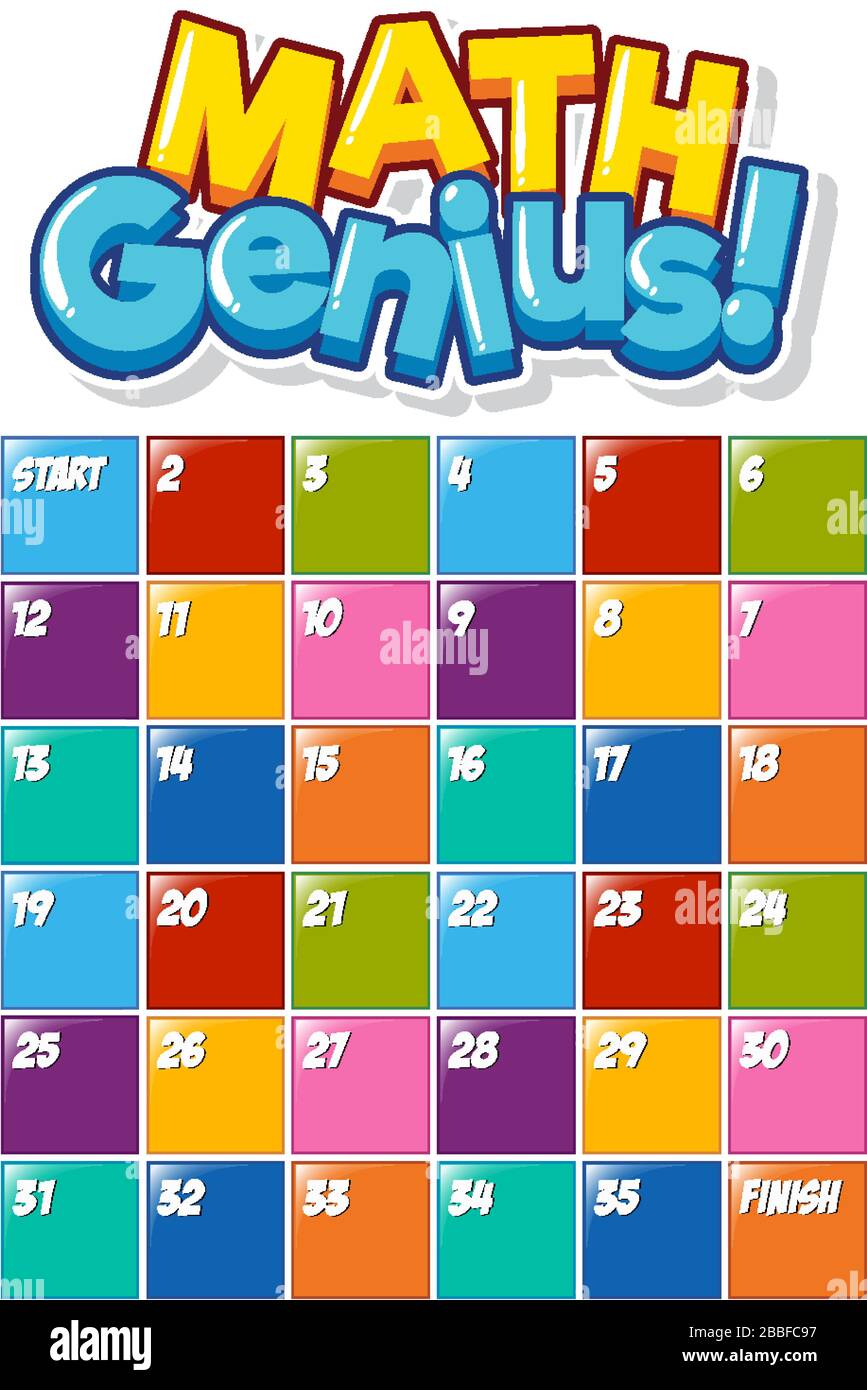 Math game design with numbers in color blocks illustration Stock Vector ...