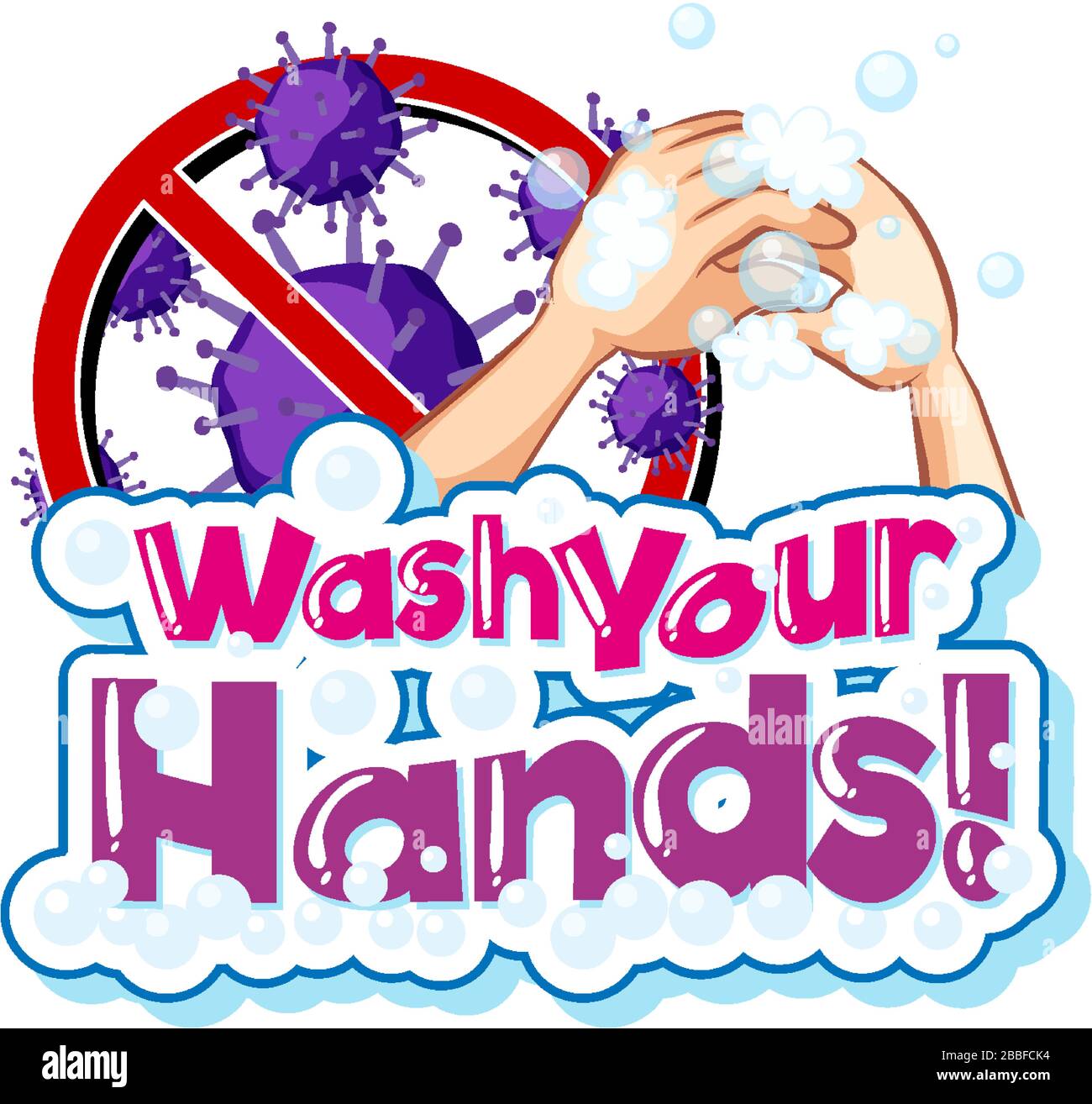 Poster design for coronavirus theme with word washing hands ...