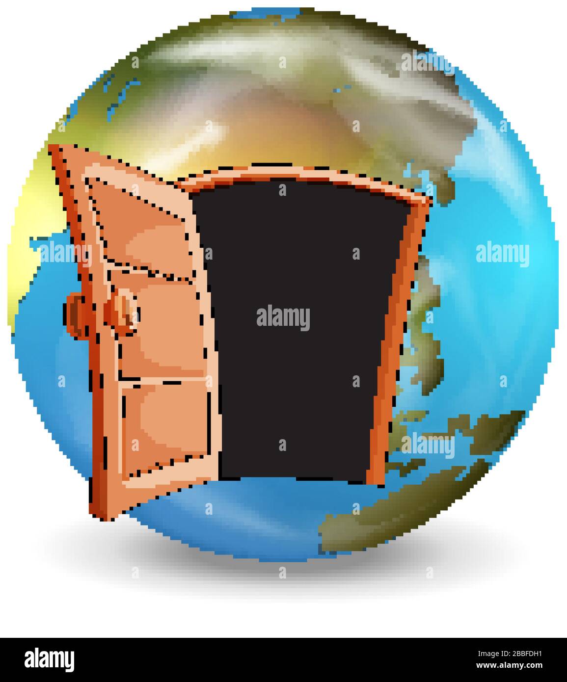 Poster design with door opened on earth illustration Stock Vector Image ...