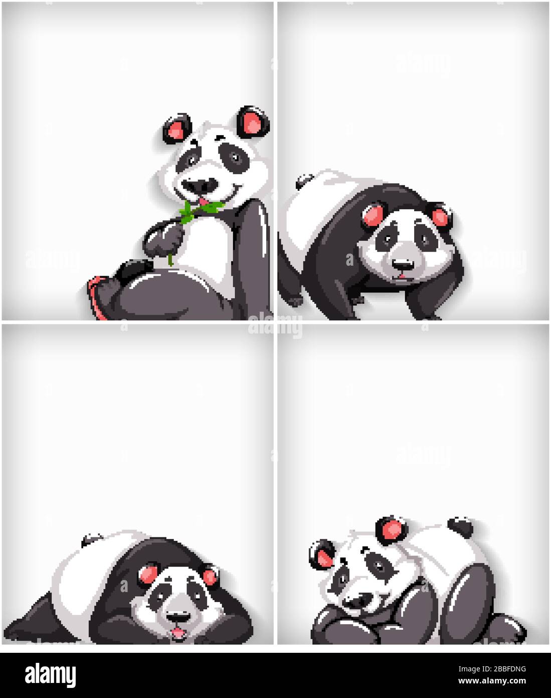 Background template design with plain color and cute panda illustration ...