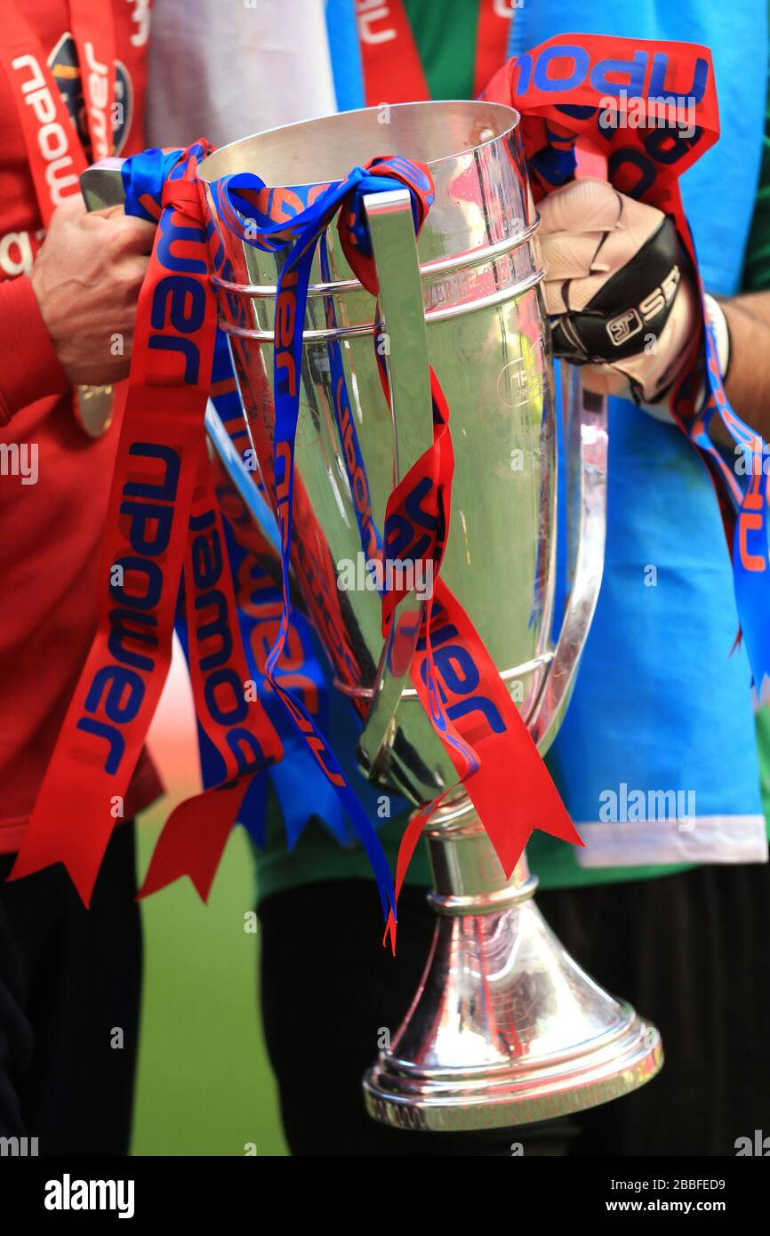 A view of the npower Football League Championship play off final trophy ...
