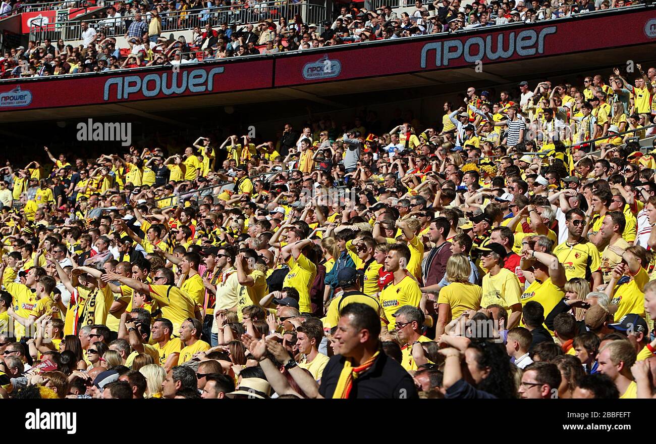 Watford fans in the stands Stock Photo - Alamy