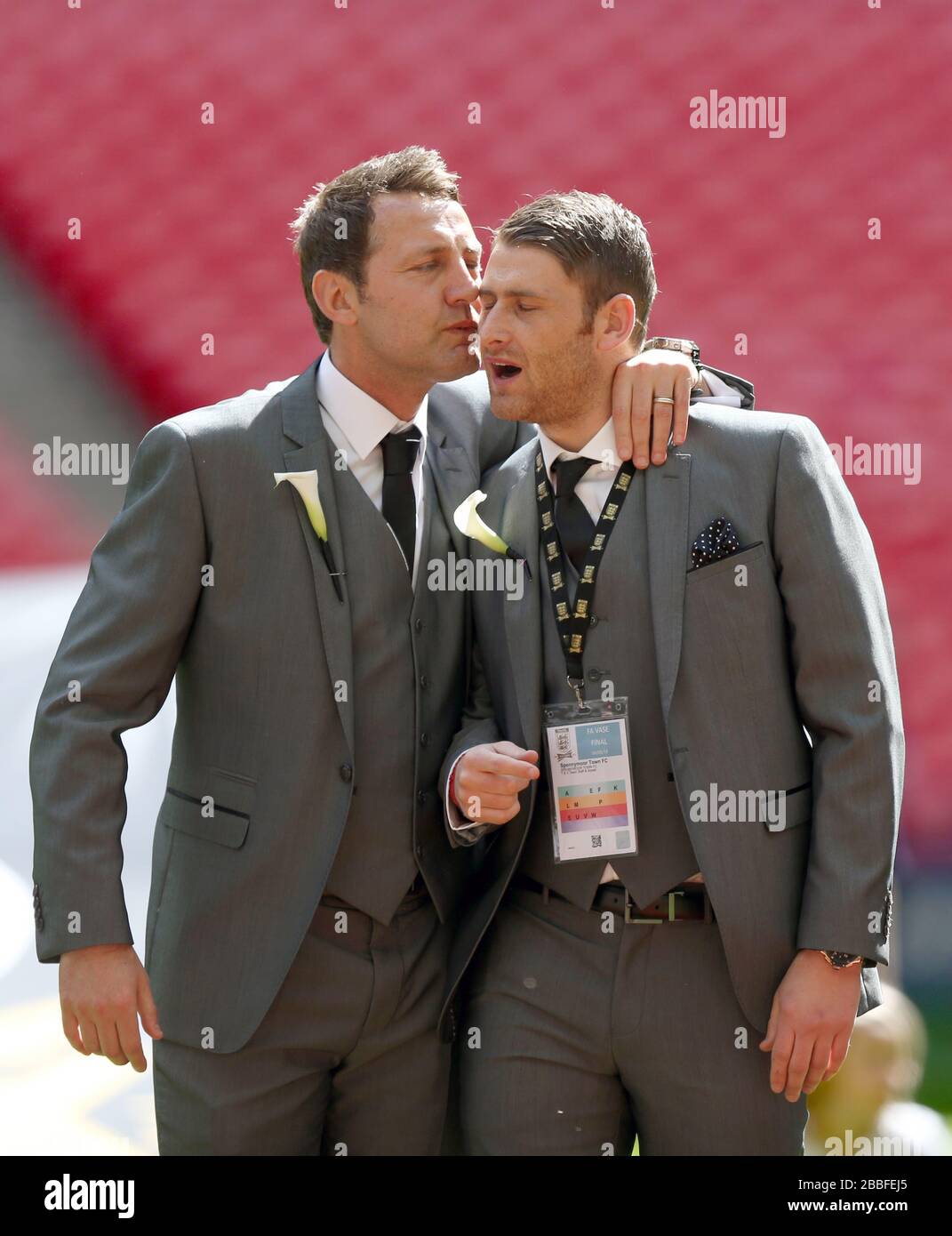 Spennymoor Town's manager Jason Ainsley and Daniel Moore Stock Photo ...
