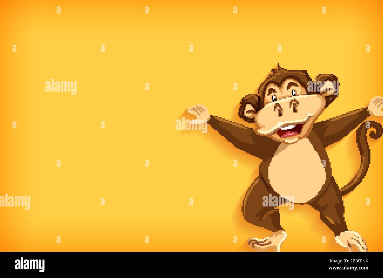 Background template with plain color and cute monkey illustration Stock ...