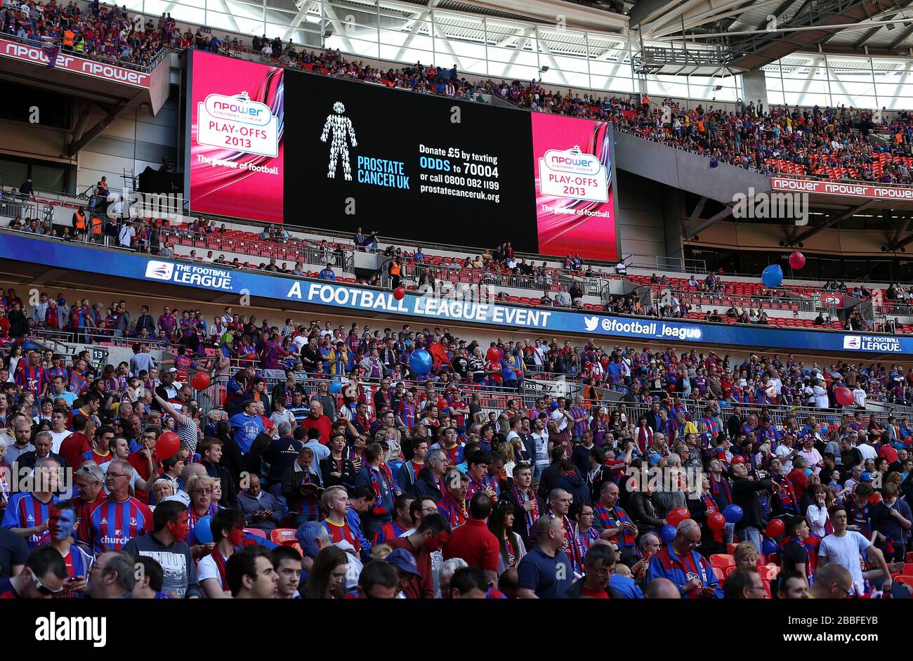 A view of the big screen at Wembley Stadium prior to kick-off Stock ...