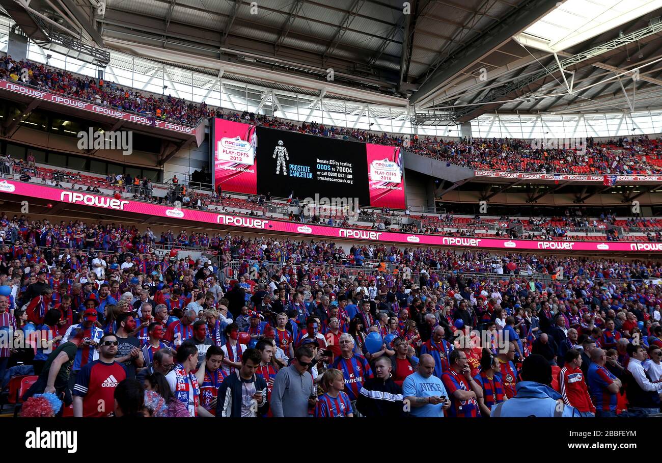 A view of the big screen at Wembley Stadium prior to kick-off Stock ...