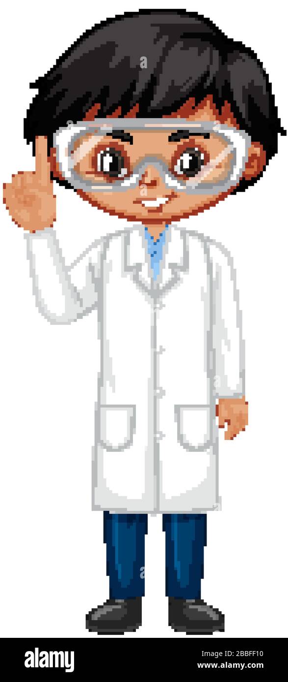 Boy in science gown on white background illustration Stock Vector Image ...
