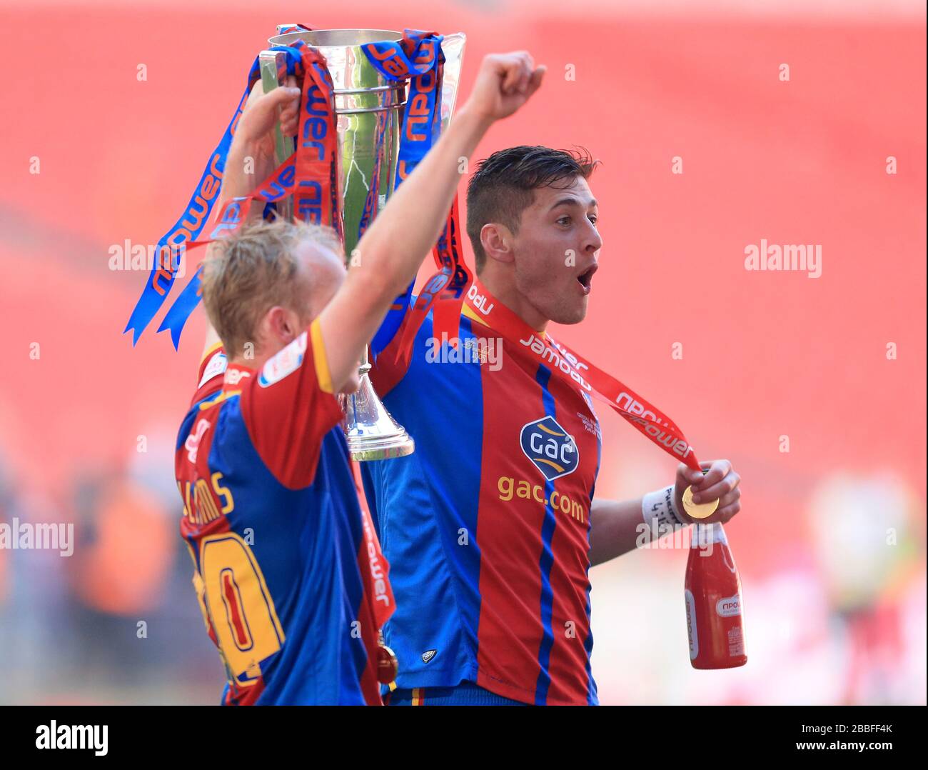 Crystal Palace's Andre Moritz (right) and Jonathan Williams celebrate ...