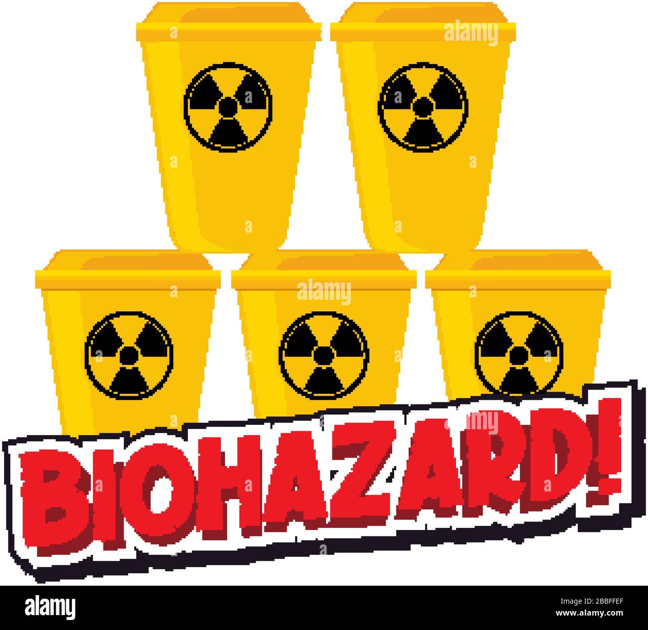Font design for word biohazard with yellow trashcans illustration Stock ...