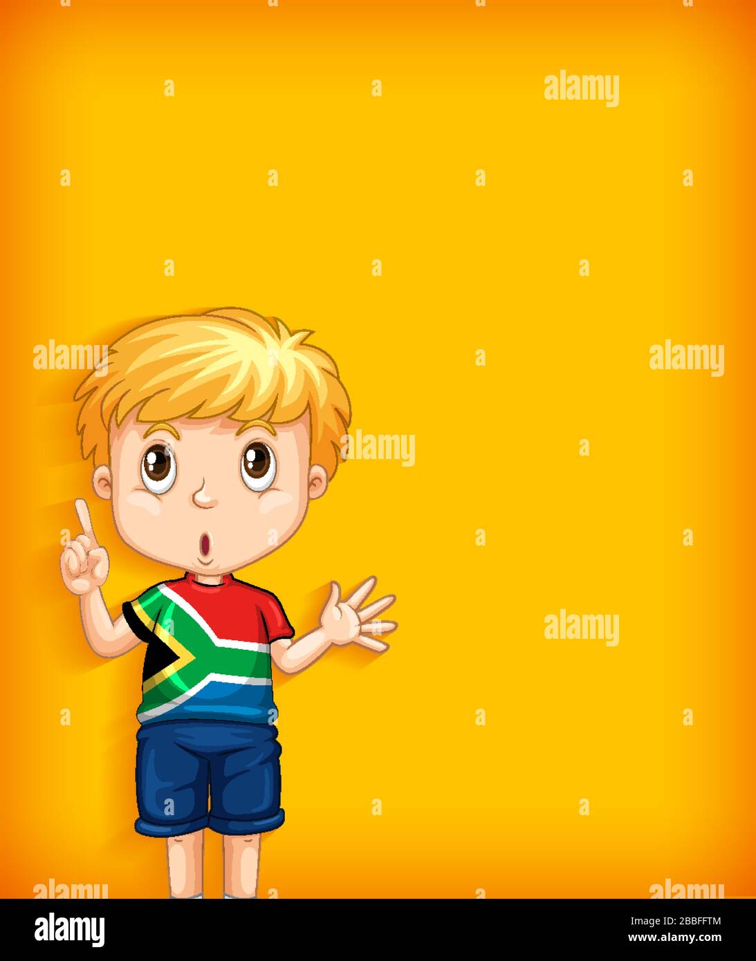 Background template with plain color wall and happy boy illustration ...