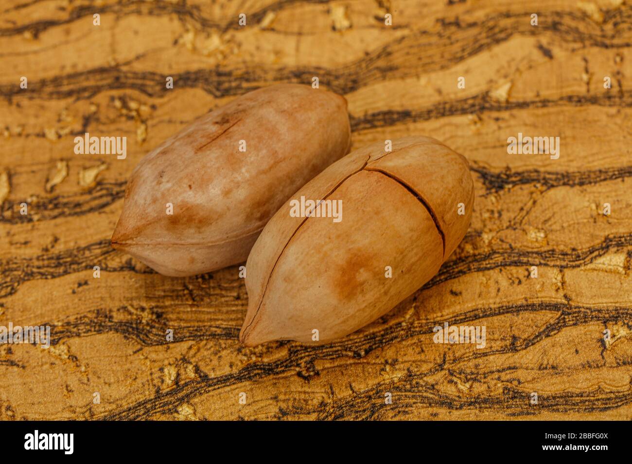 Ripe tasty Two whole pecan nuts Stock Photo - Alamy