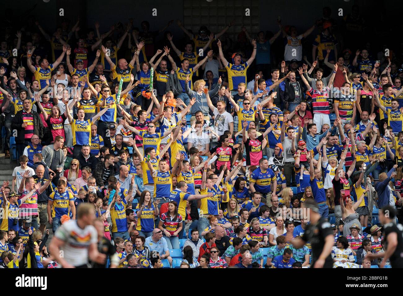 Leeds Rhinos fans make themselves heard in the stands at the Etihad ...
