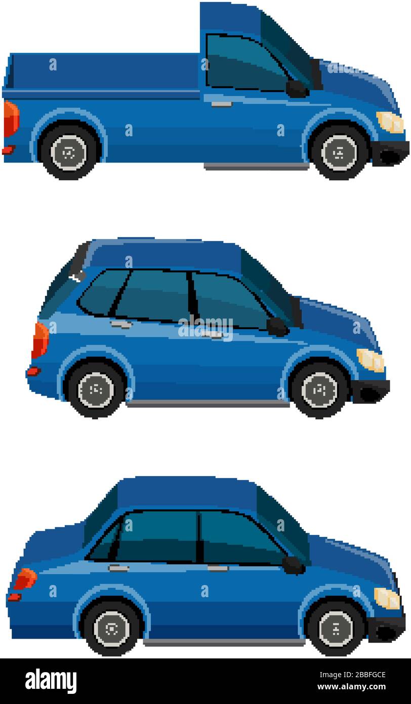 Set of blue cars on white background illustration Stock Vector Image ...