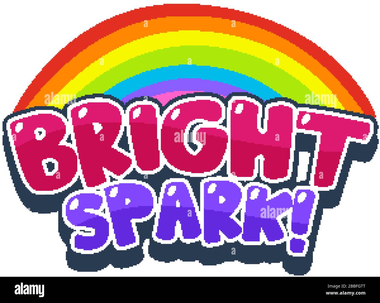 Font design for word bright spark with rainbow in background ...