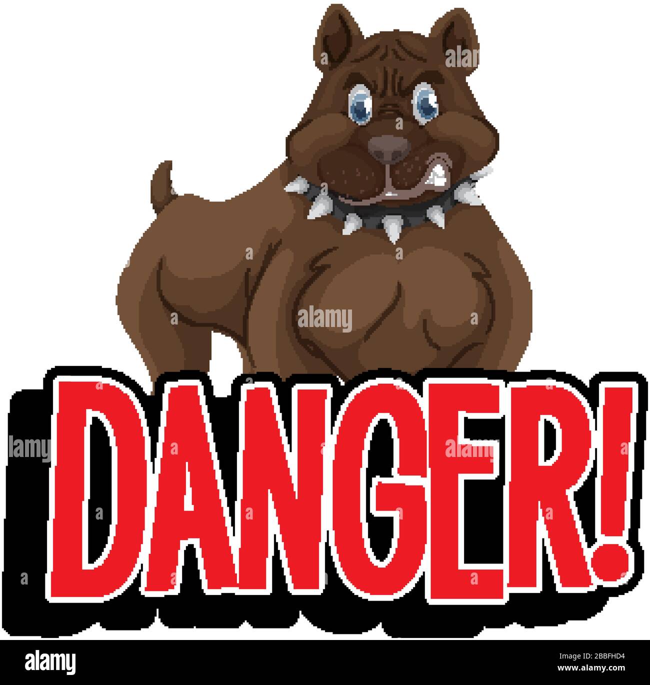 Word design for danger with bullpit dog illustration Stock Vector Image ...