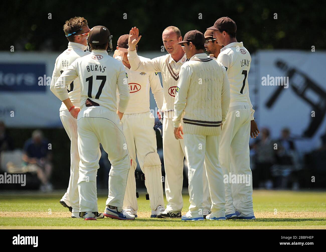 Surrey's Gary Keedy (4th right) celebrates with his team mates after ...