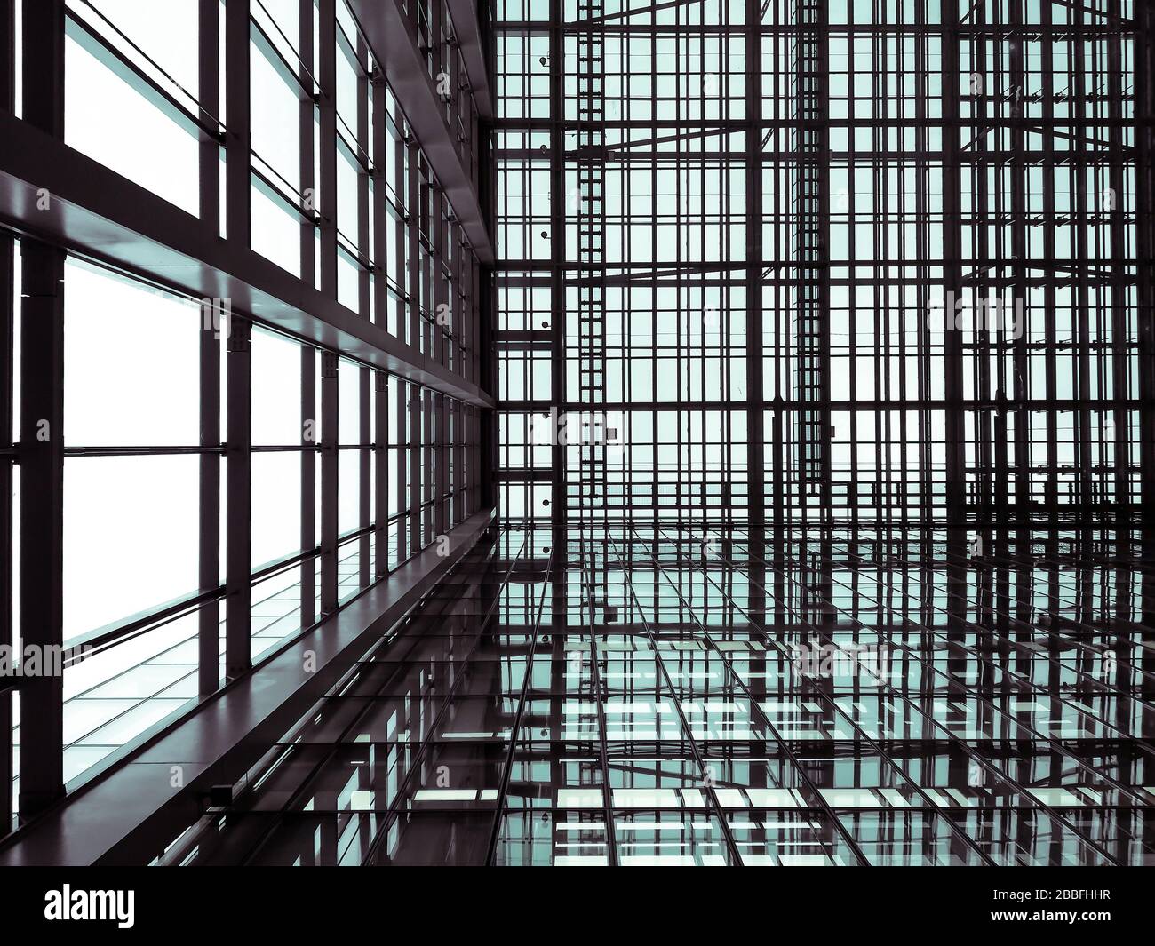 Internal geometric structure of a steel and glass building Stock Photo ...