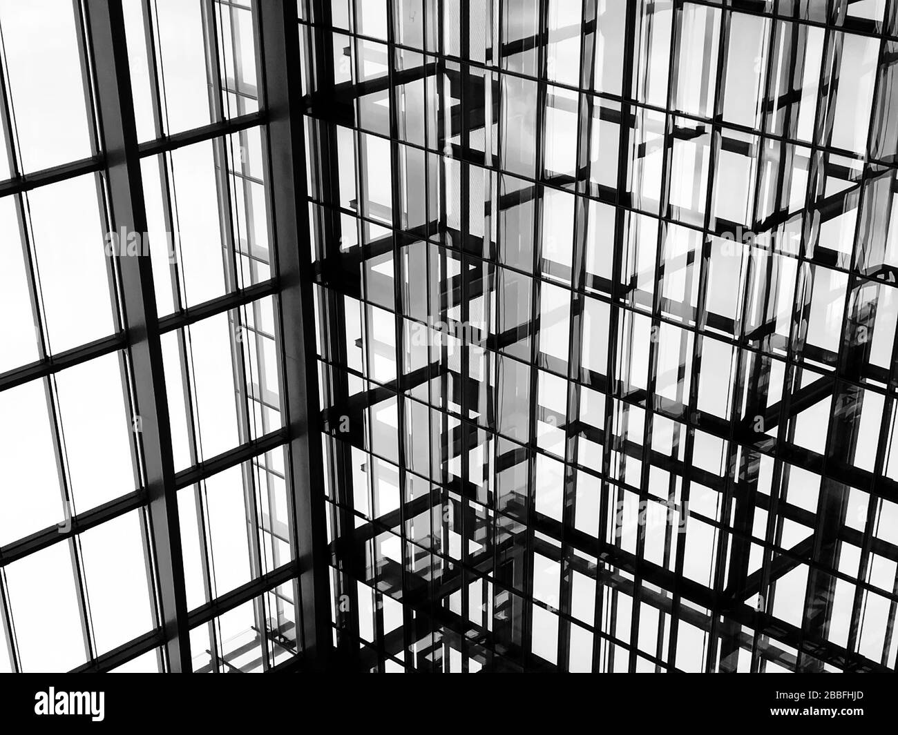 Internal geometric structure of a steel and glass building Stock Photo ...