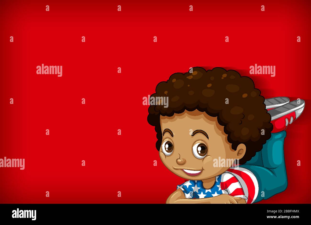Background template with plain color wall and happy boy illustration ...