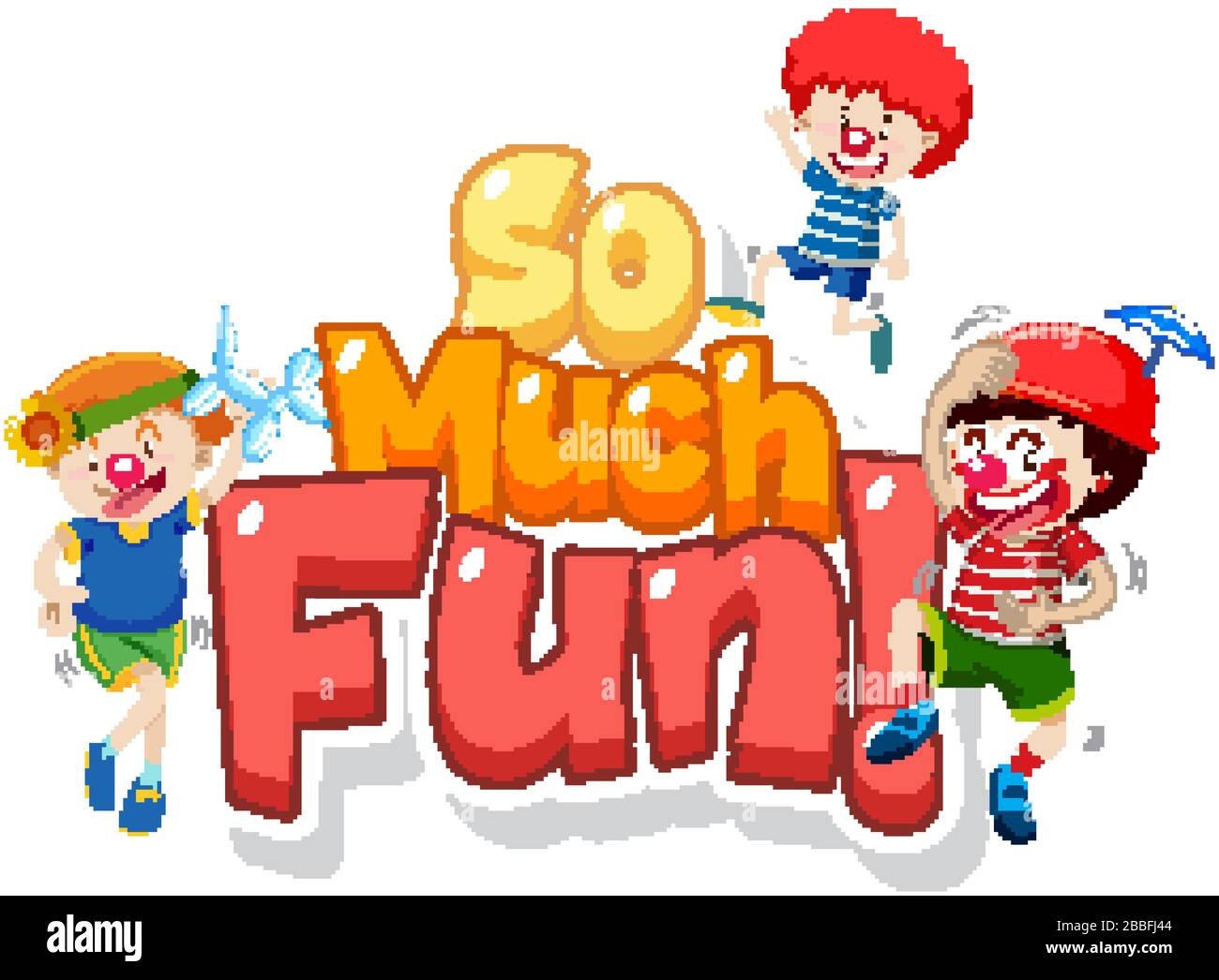 Font design for phrase so much fun with kids playing illustration Stock ...