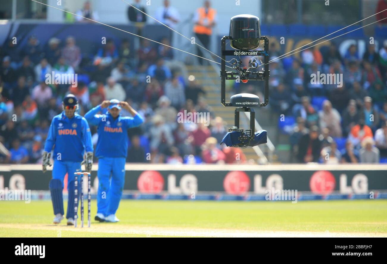 Spider cam films during the India and South Africa match Stock Photo ...