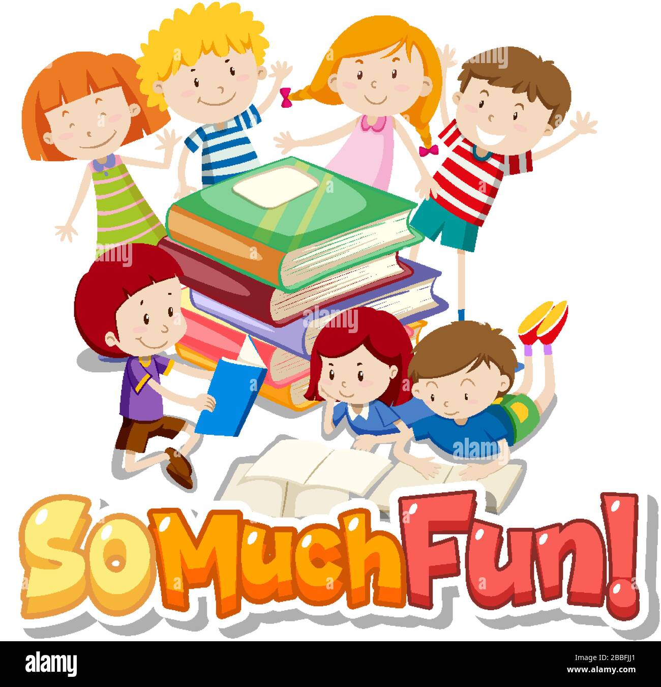 Font design for phrase so much fun with kids playing illustration Stock ...