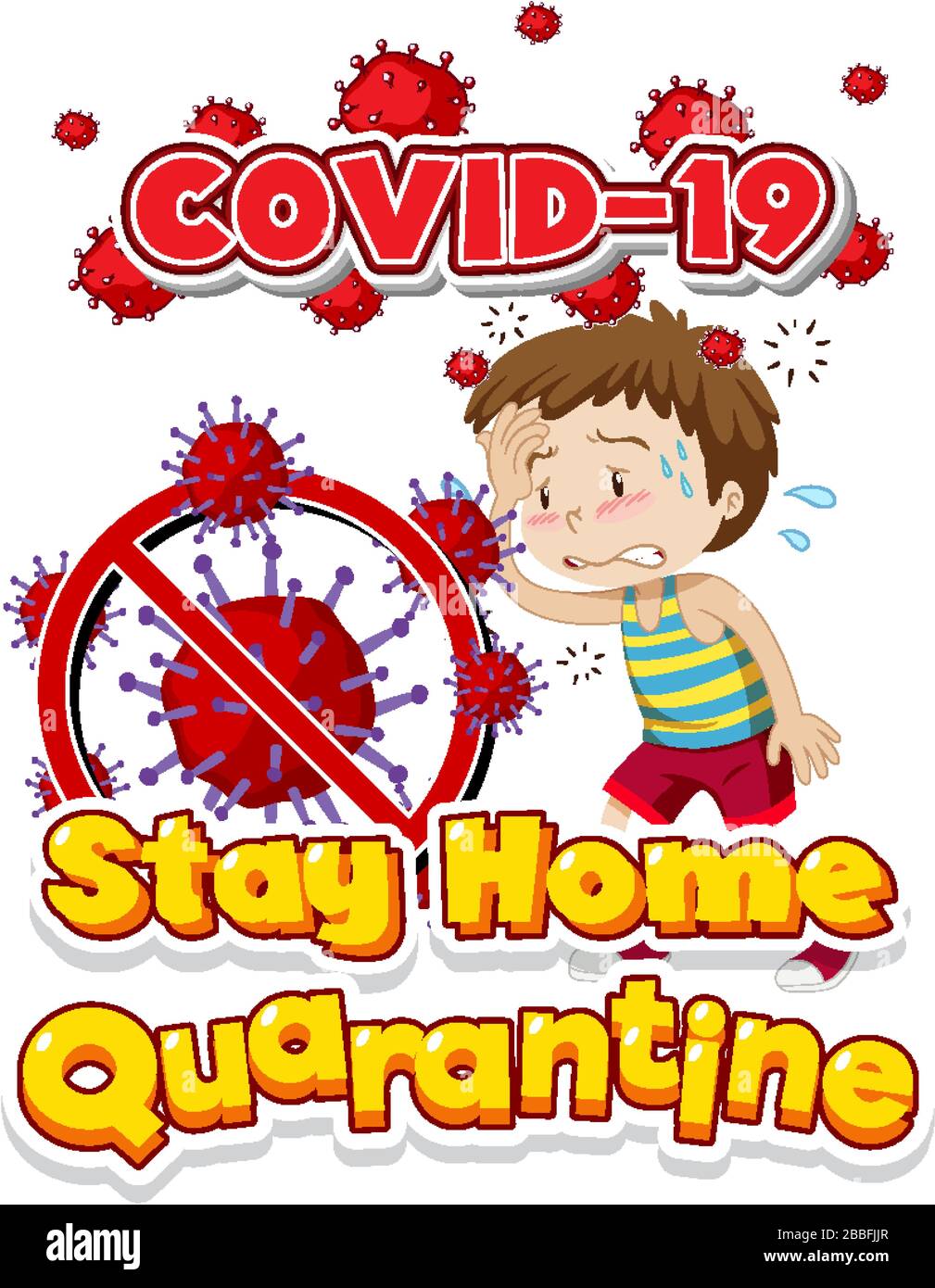 Font design for word stay home quarantine on white background ...
