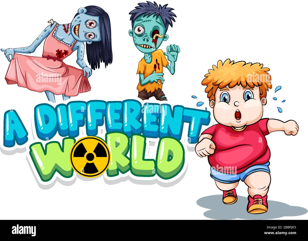 Font design for word a different world with zombies and fat boy ...