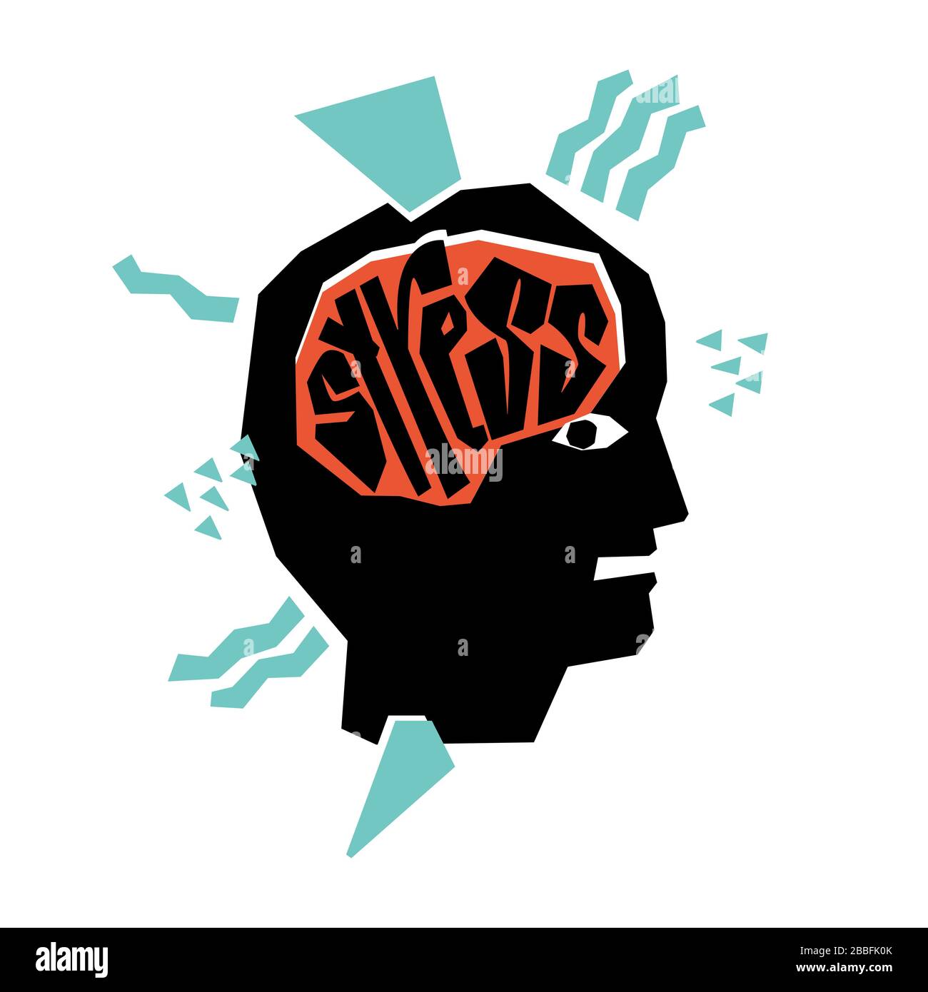 Hand drawn hatching lettering word stress. Vector conceptual ...