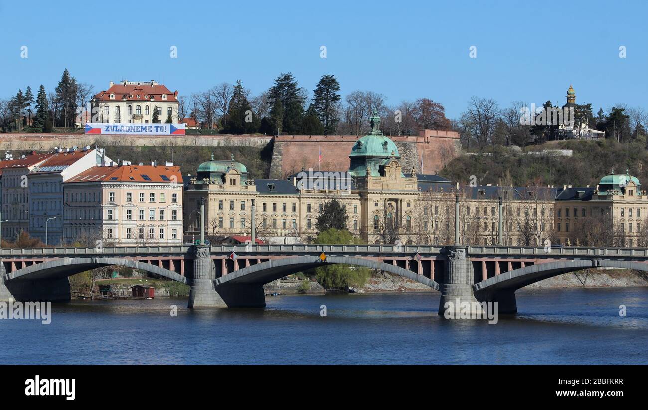 A big banner with Czech flags and the slogan We can make it! has been ...