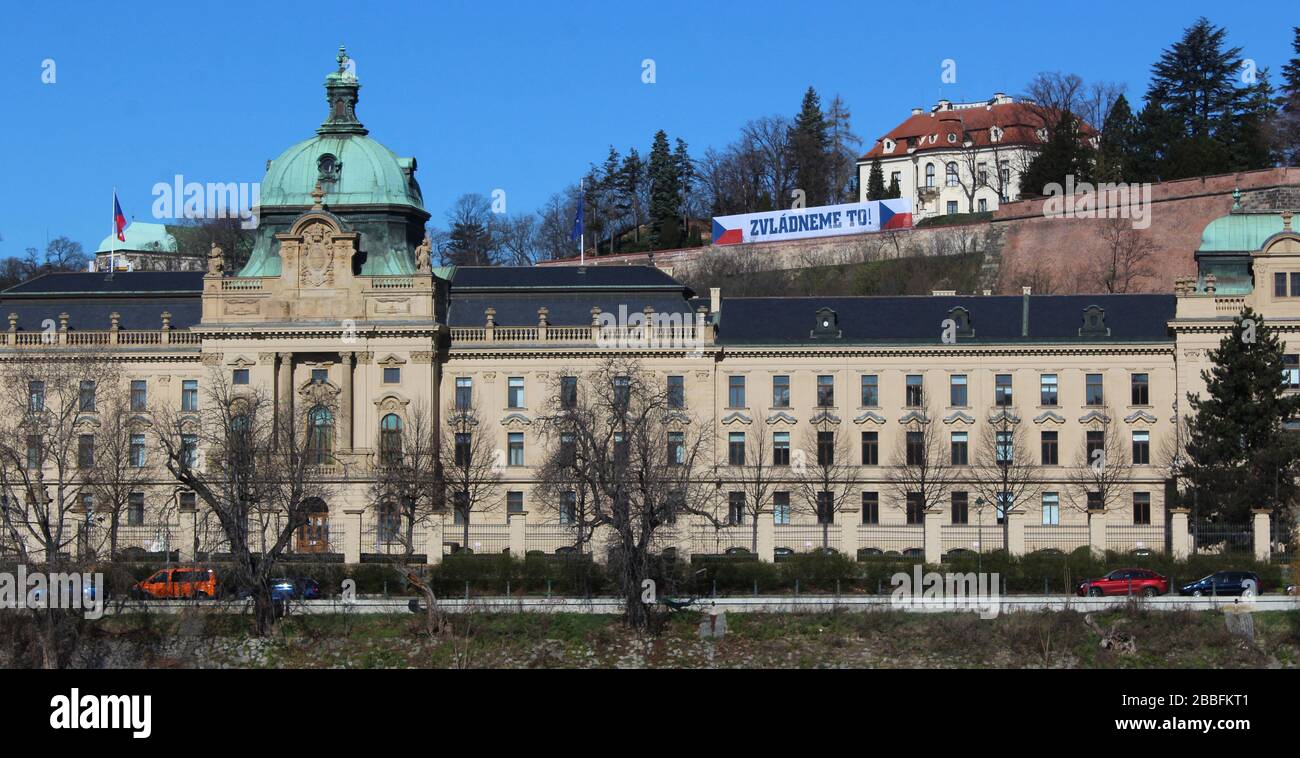 A big banner with Czech flags and the slogan We can make it! has been ...