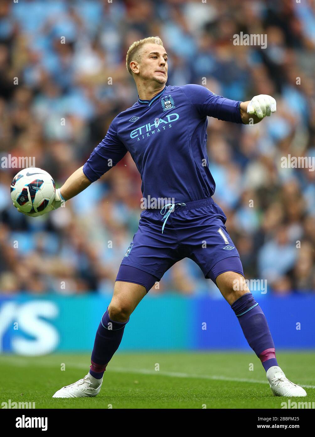 Manchester City's goal keeper Joe Hart during the game against Norwich ...